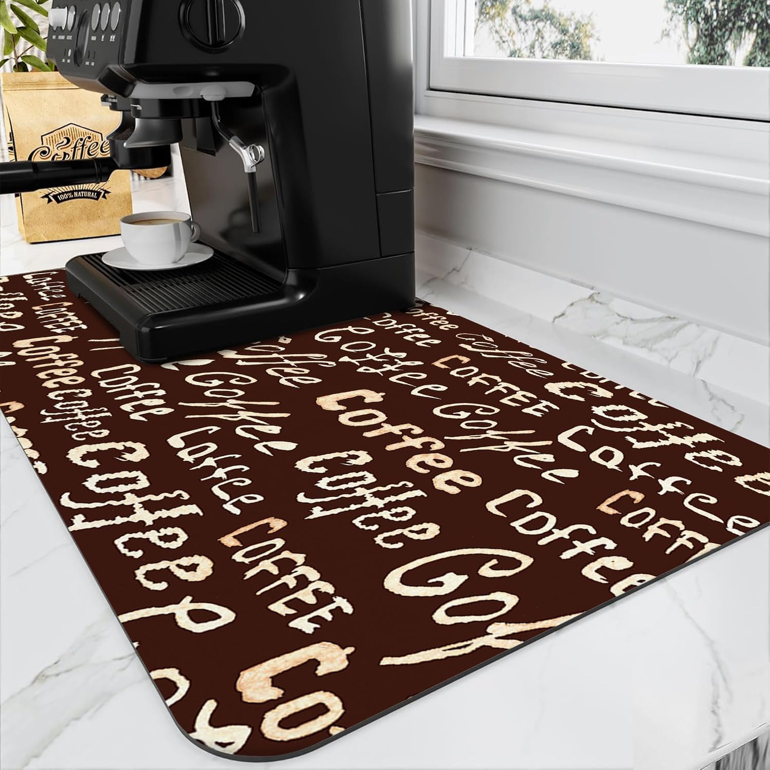 Coffee Mat Dish Drying Mats: 12x19in Absorbent Rubber Backed Draining ...
