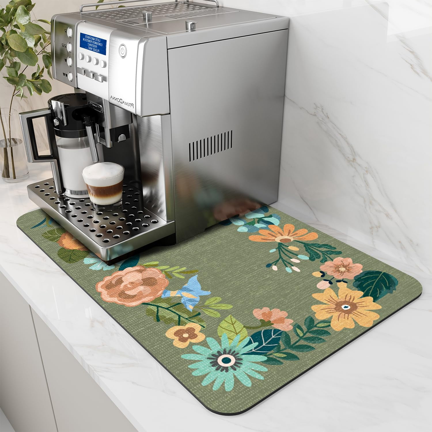 Coffee Mat Hide Stain Rubber Backed Absorbent Dish Drying Mat for ...