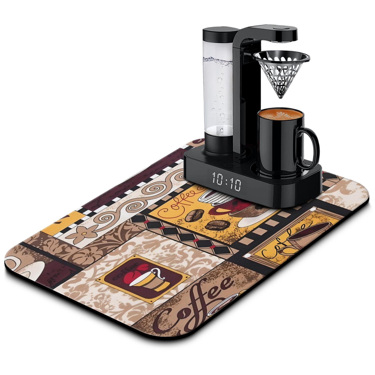Coffee Mat, Coffee Pot Vintage Pattern Coffee Bar Mat for Coffee ...