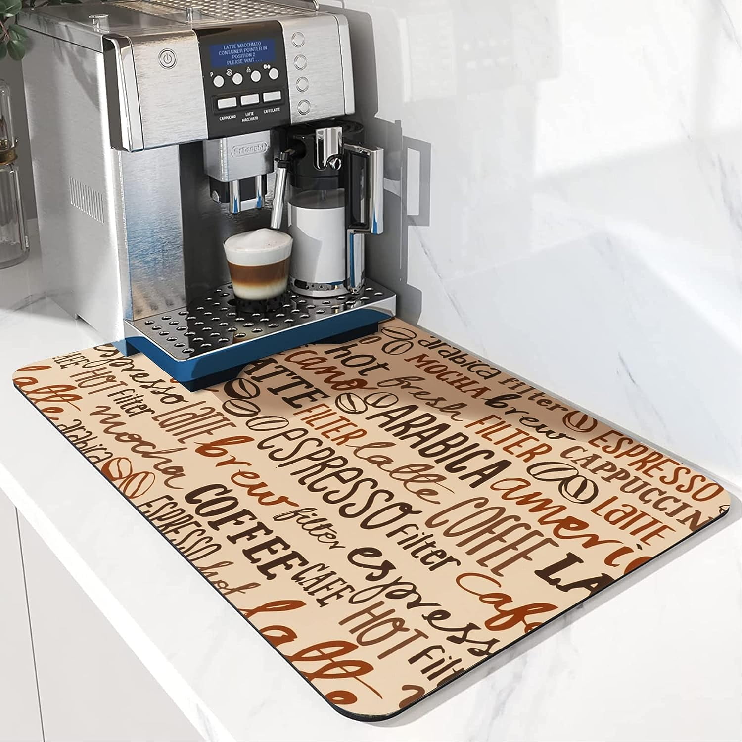 Coffee Mat Rubber Dish Drying Mat For Kitchen Counter Farmhouse Style ...