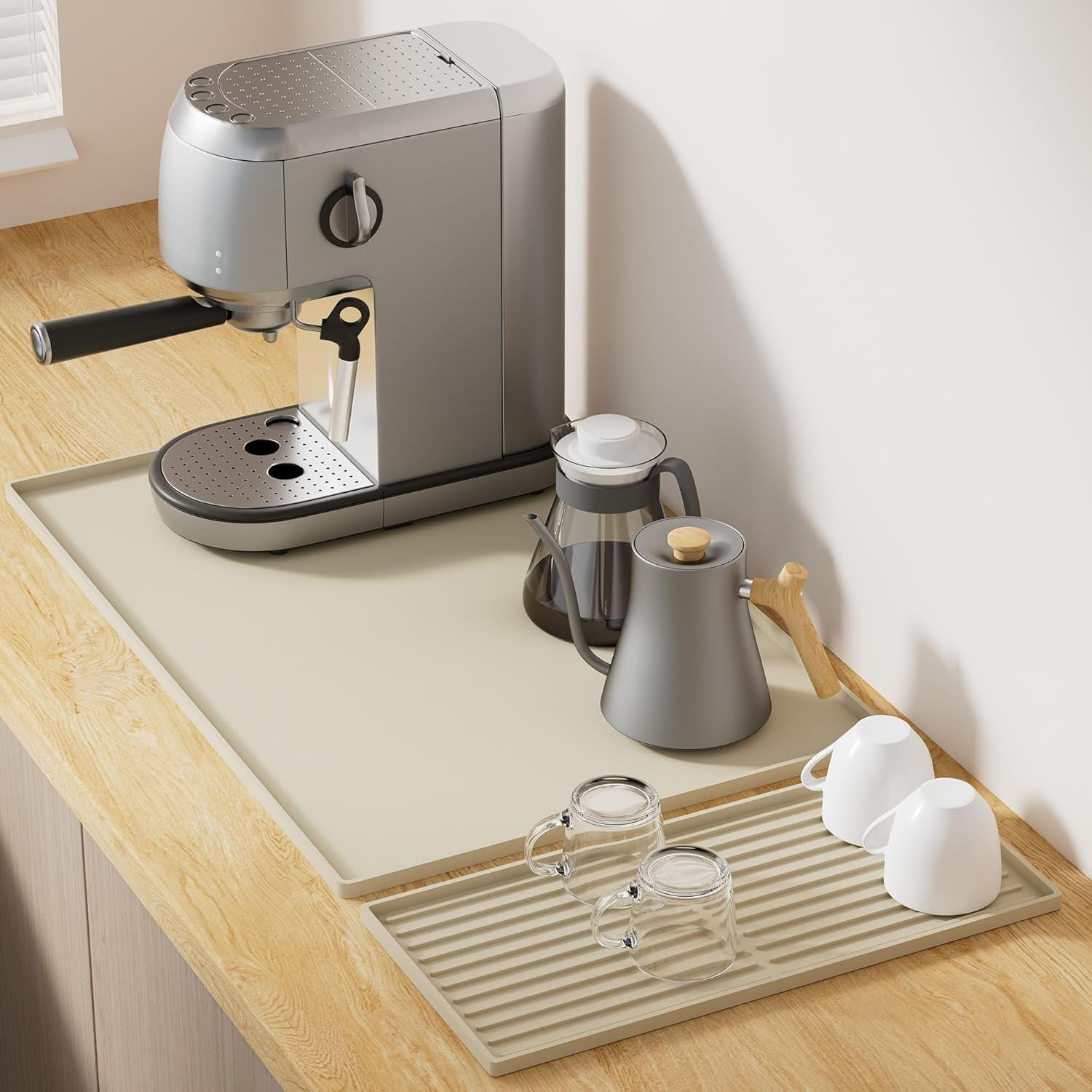 Coffee Mat Set - 24" x 16" Coffee Bar Mat for Countertop, Kitchen ...