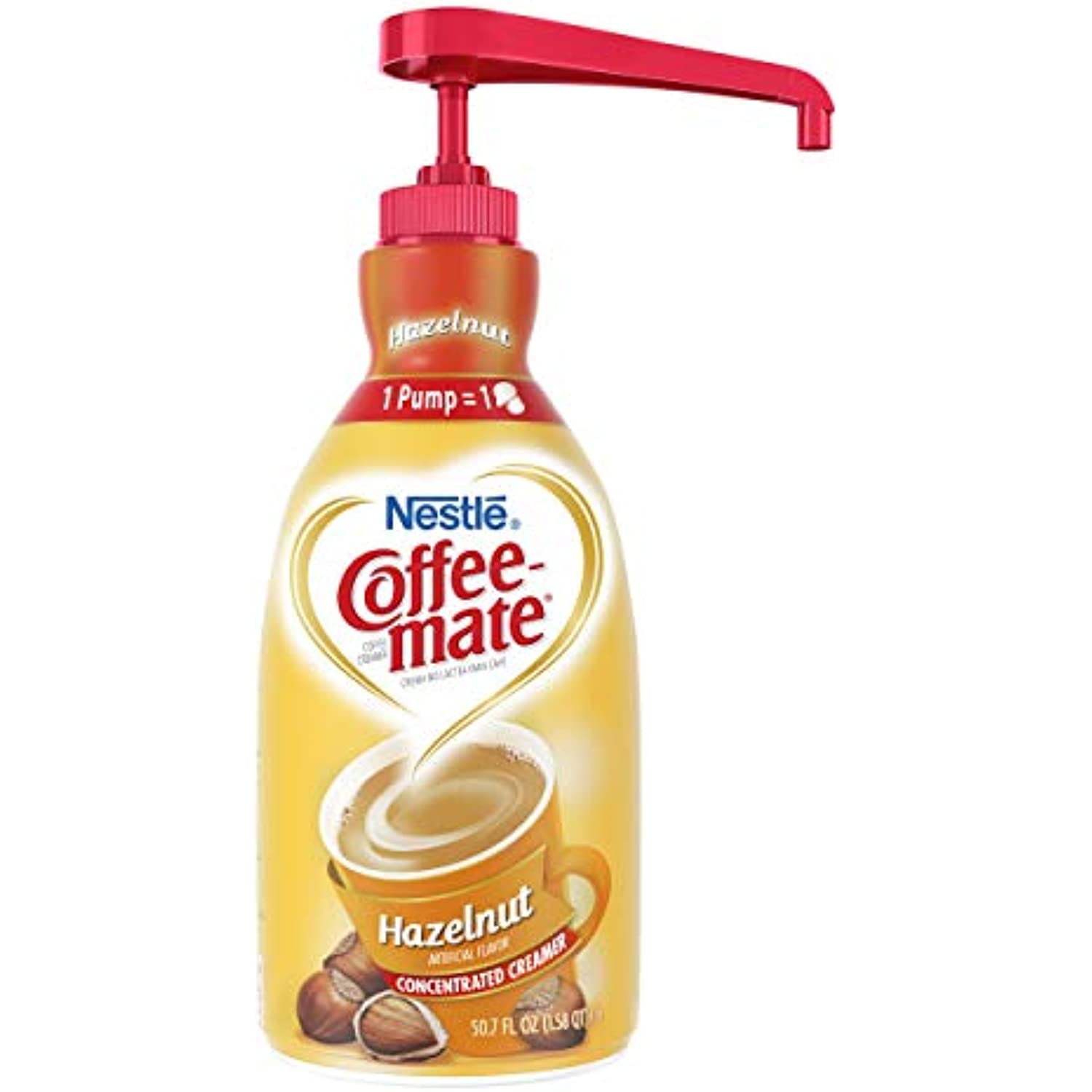 Coffee Mate Coffee Creamer, Hazelnut, 1.5L Liquid Pump Bottle, Pack Of ...