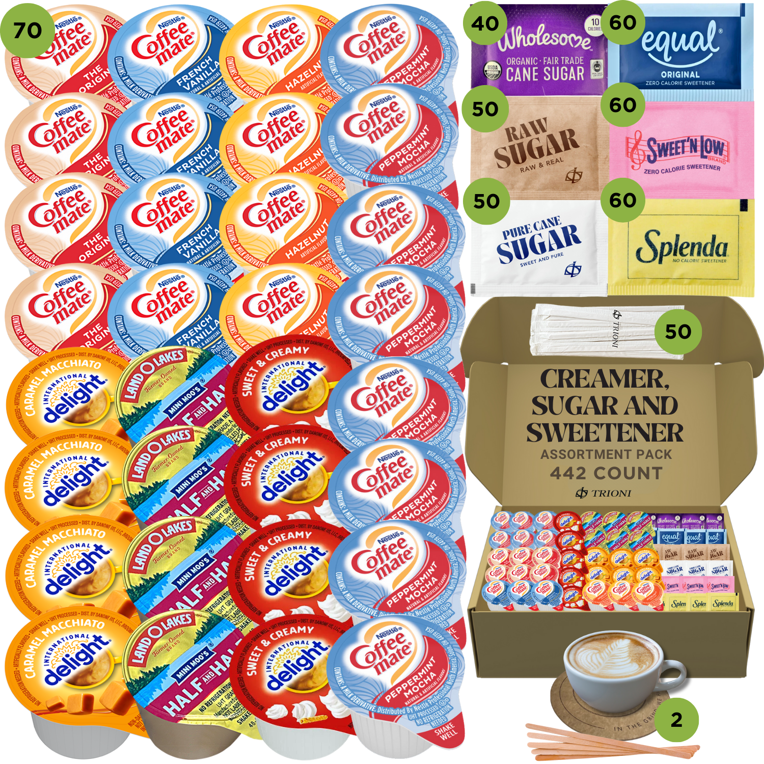 Coffee Mate Coffee Creamer Singles Variety Pack with Sweetener Packets ...