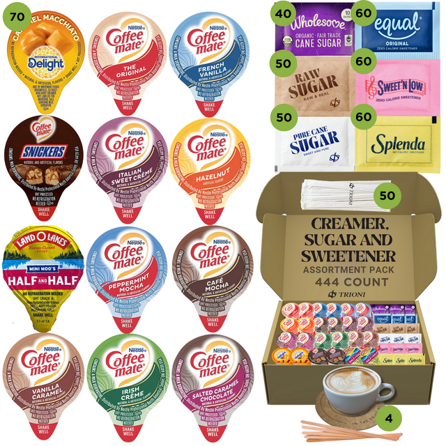 Coffee Mate Coffee Creamer Singles with Sugar and Sweetener Assortment ...