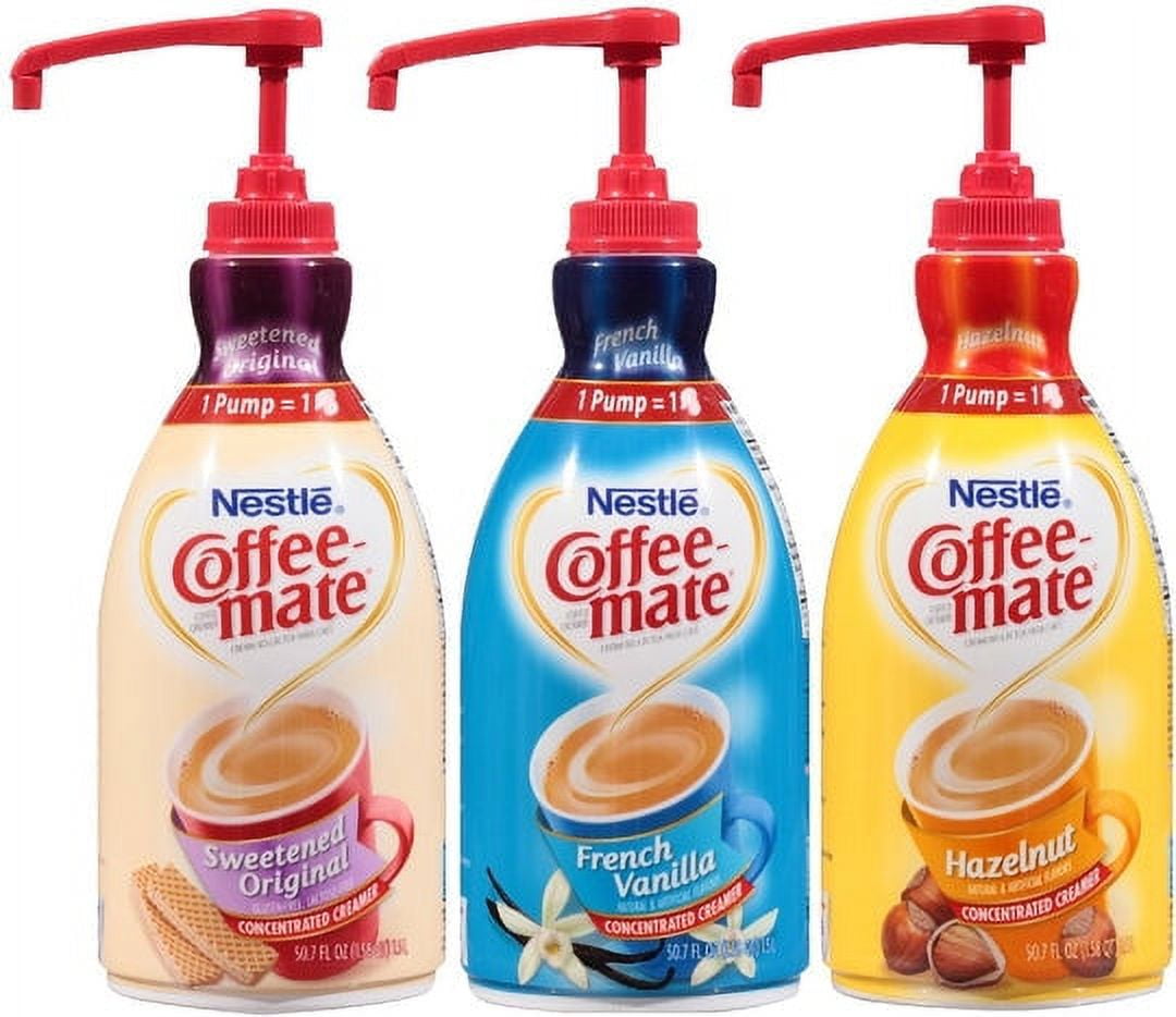Coffee Mate Liquid Concentrate 1.5 Liter Pump Bottle - Variety 3 Pack ...
