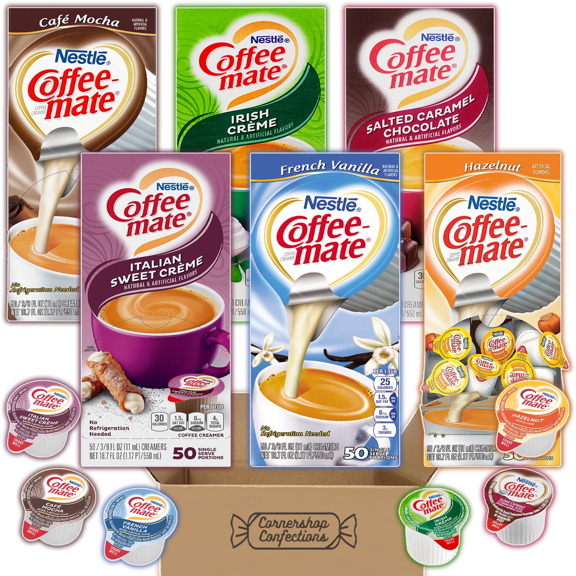 Coffee Mate Variety Pack - 300 Coffee Creamer Cups, 50 Of Each Flavor ...