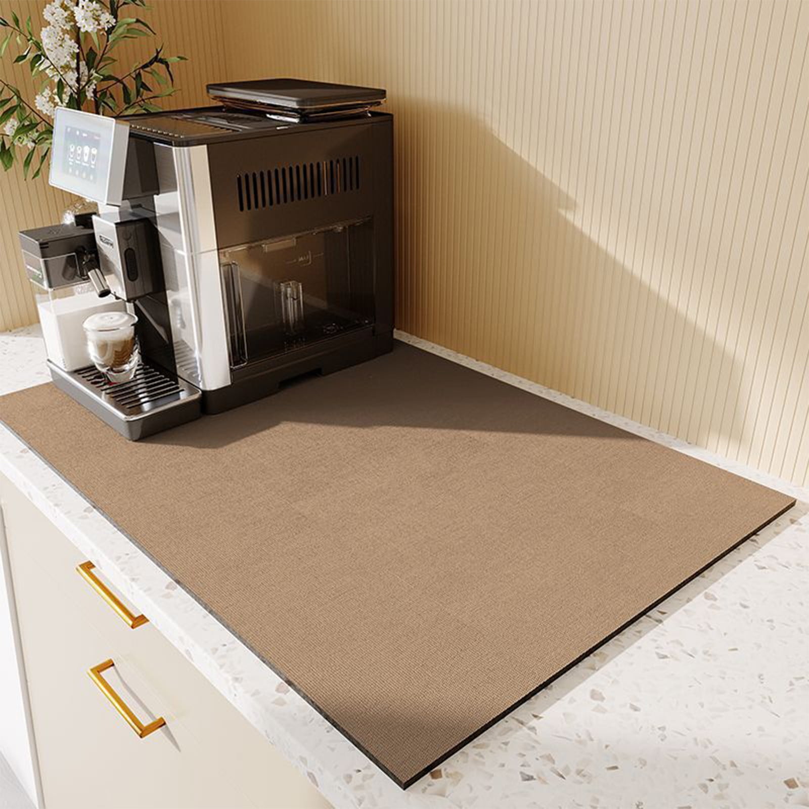 Coffee Matt for Counter, Hide Stain Rubber Backed Absorbent Dish Drying ...