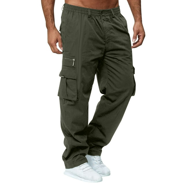 Coffee Mens Cargo Sweatpants Fleece Wide Straight Leg Drawstring ...