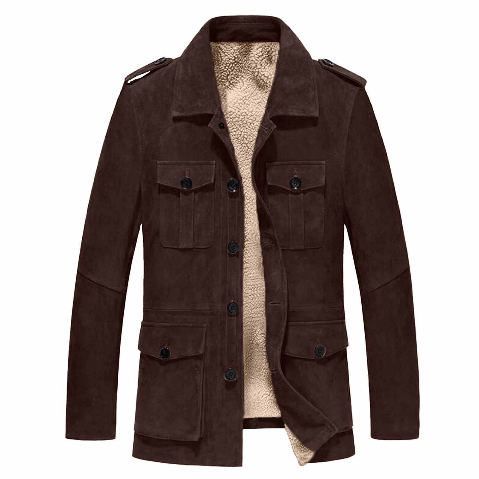 Coffee Mens Lounge Long Sleeve Jackets Trench Outfits for Man Collared ...