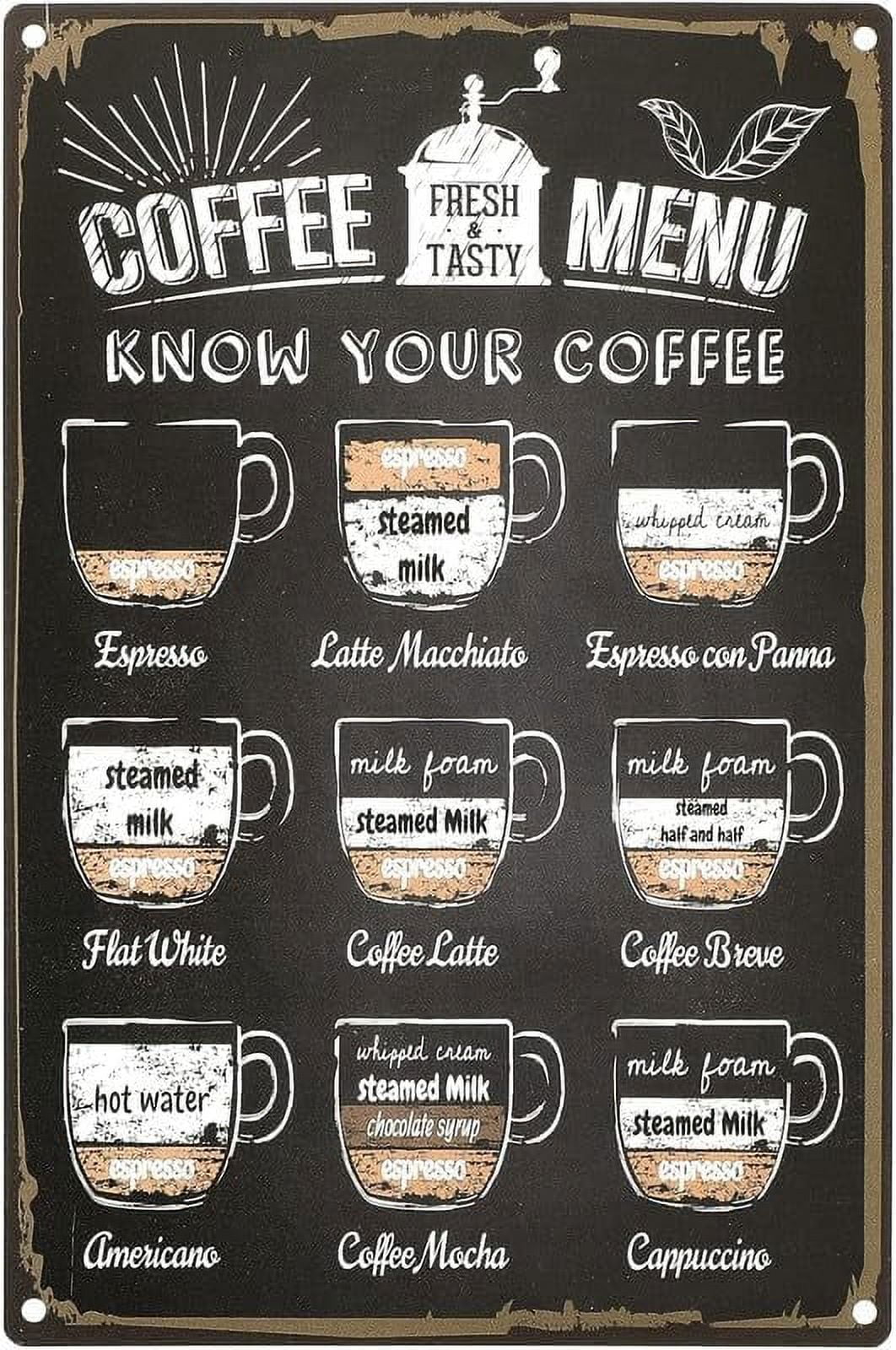 Coffee Menu Sign Coffee Sign Vintage Coffee Bar Decor Metal Coffee Bar ...