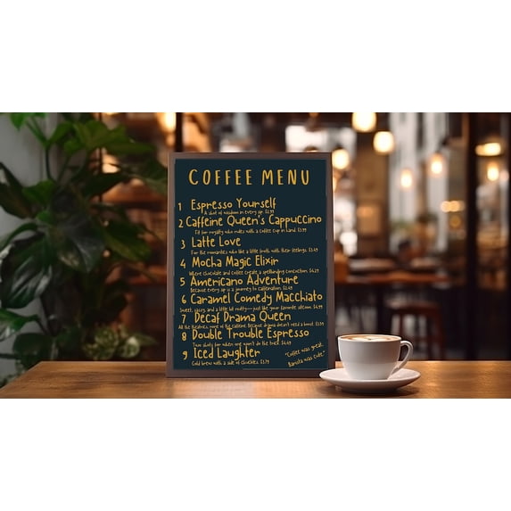 Coffee Menu Typography Kitchen Wall Art, Unframed Canvas Size 8x12 ...