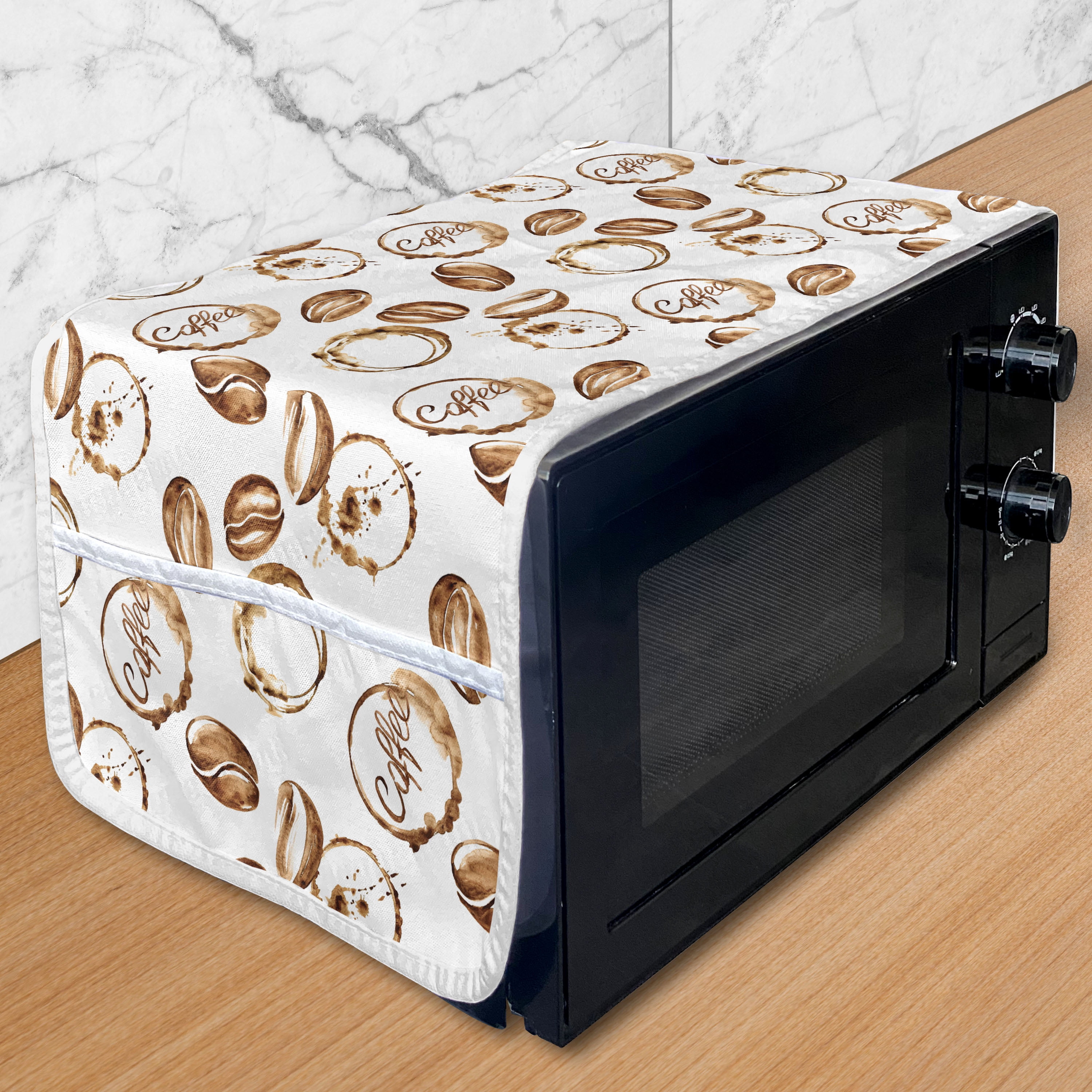 Coffee Microwave Oven Cover, Conceptual Watercolor Art with Beans and ...