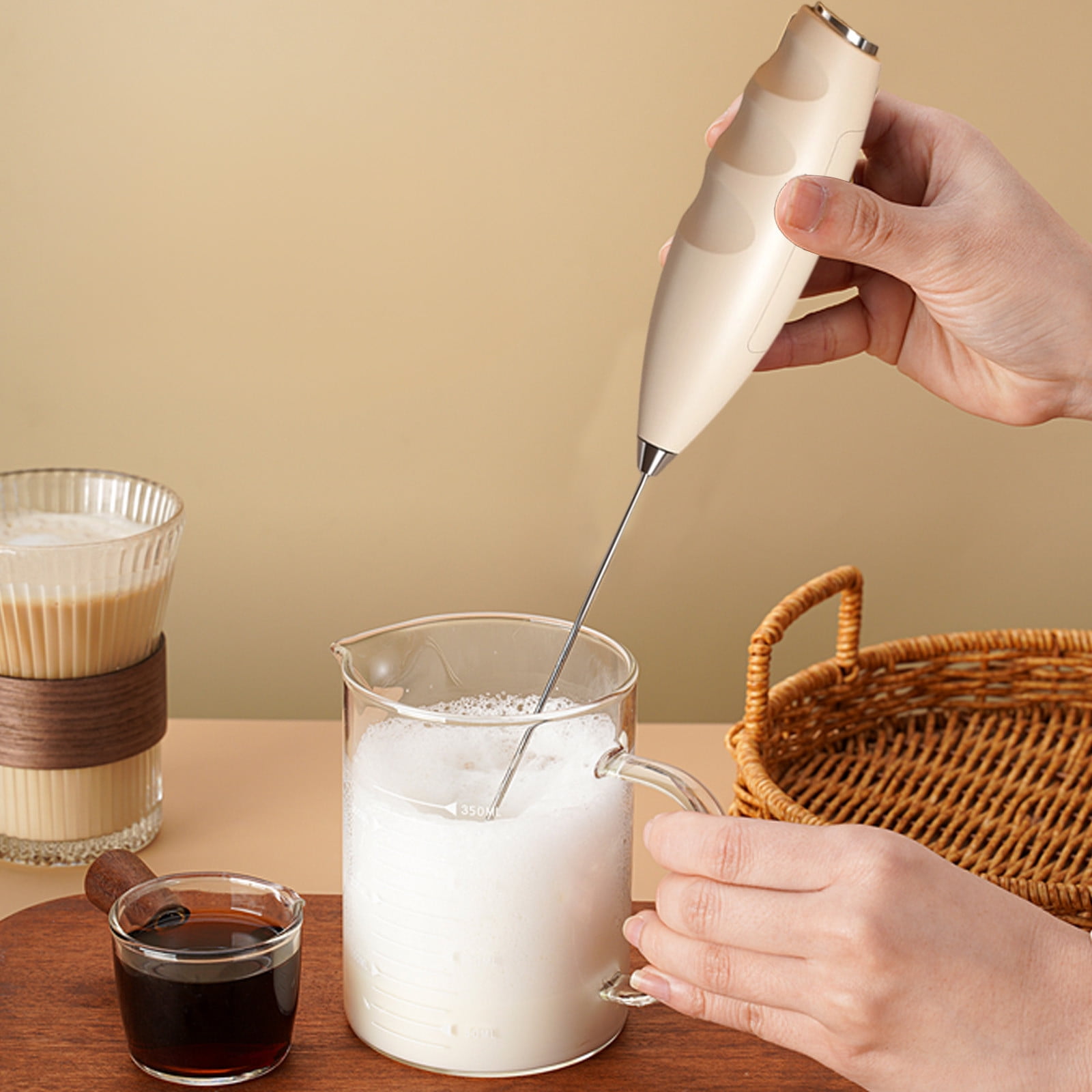 Coffee Milk Frother 8.86*1.42*1.42 Inch Stainless Steel Handheld Egg ...