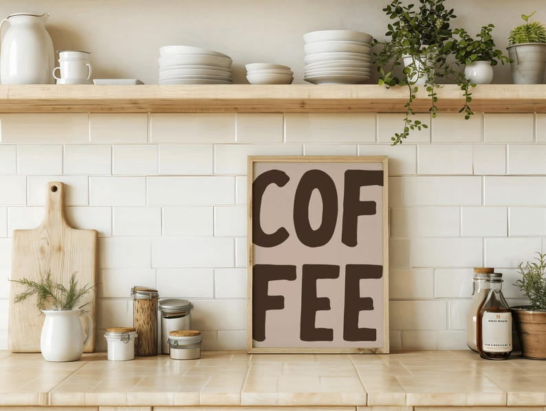 Coffee Morning Club Cafe Bar Typography Coffe Brown Poster Girly ...