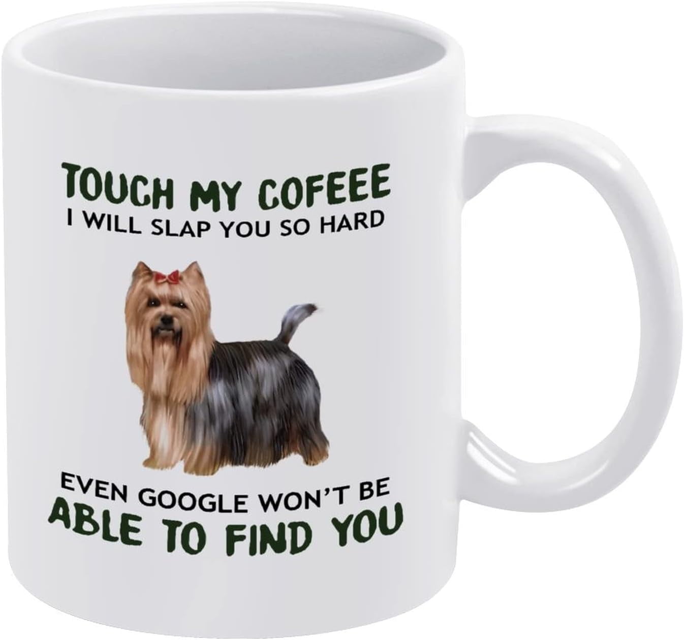 Coffee Mug 11 oz Tea Cup White Cat Mug Touch My Coffee I Will Slap You ...