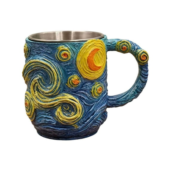 Coffee Mug, Artistic Mug, 3D Embossed Design, Double-Walled Stainless ...