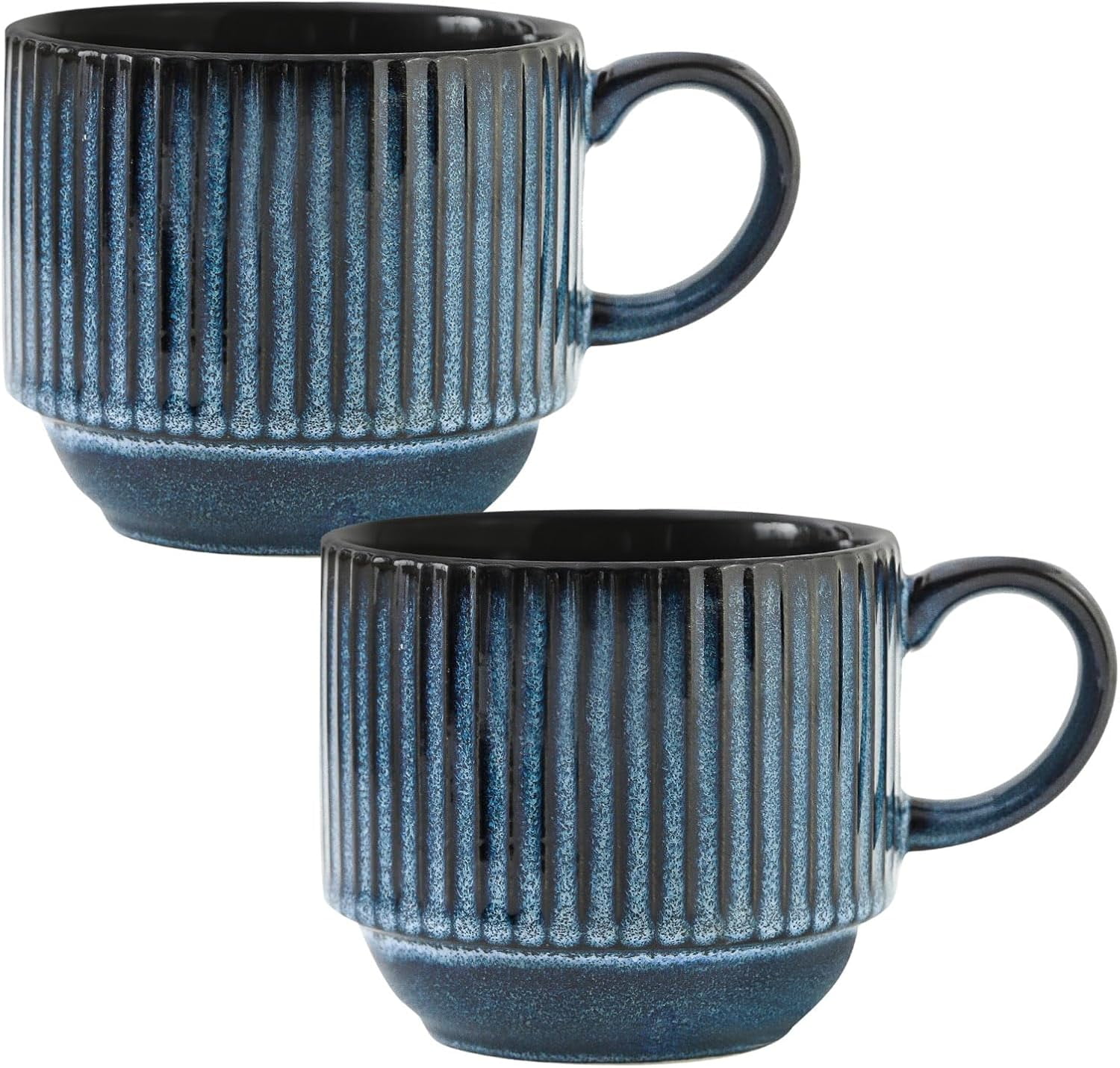 Coffee Mug Ceramic Set of 2 with Stand - 15 oz Stackable Coffee Cups ...