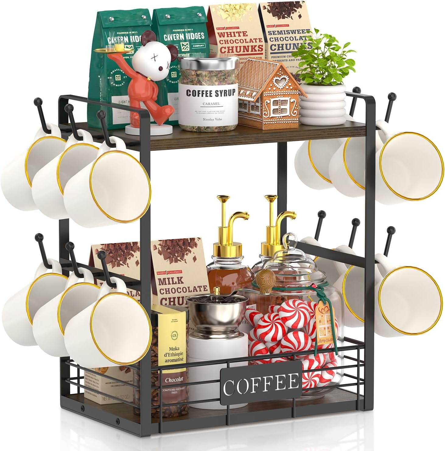 Coffee Mug Cup Holder Stand Bar Station Organizer for Countertop, Multi ...