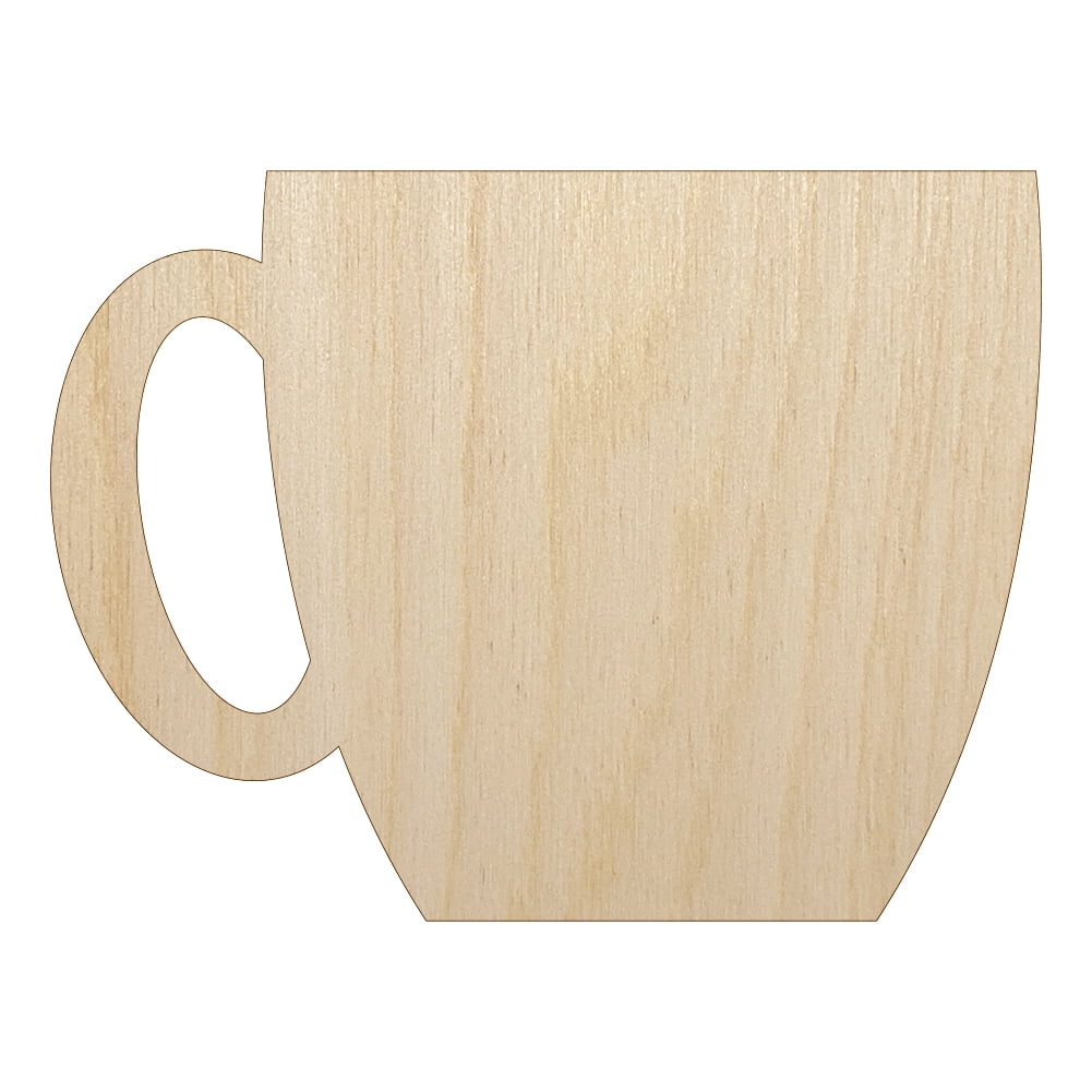 Coffee Mug Cup Solid Wood Shape Unfinished Piece Cutout Craft DIY ...