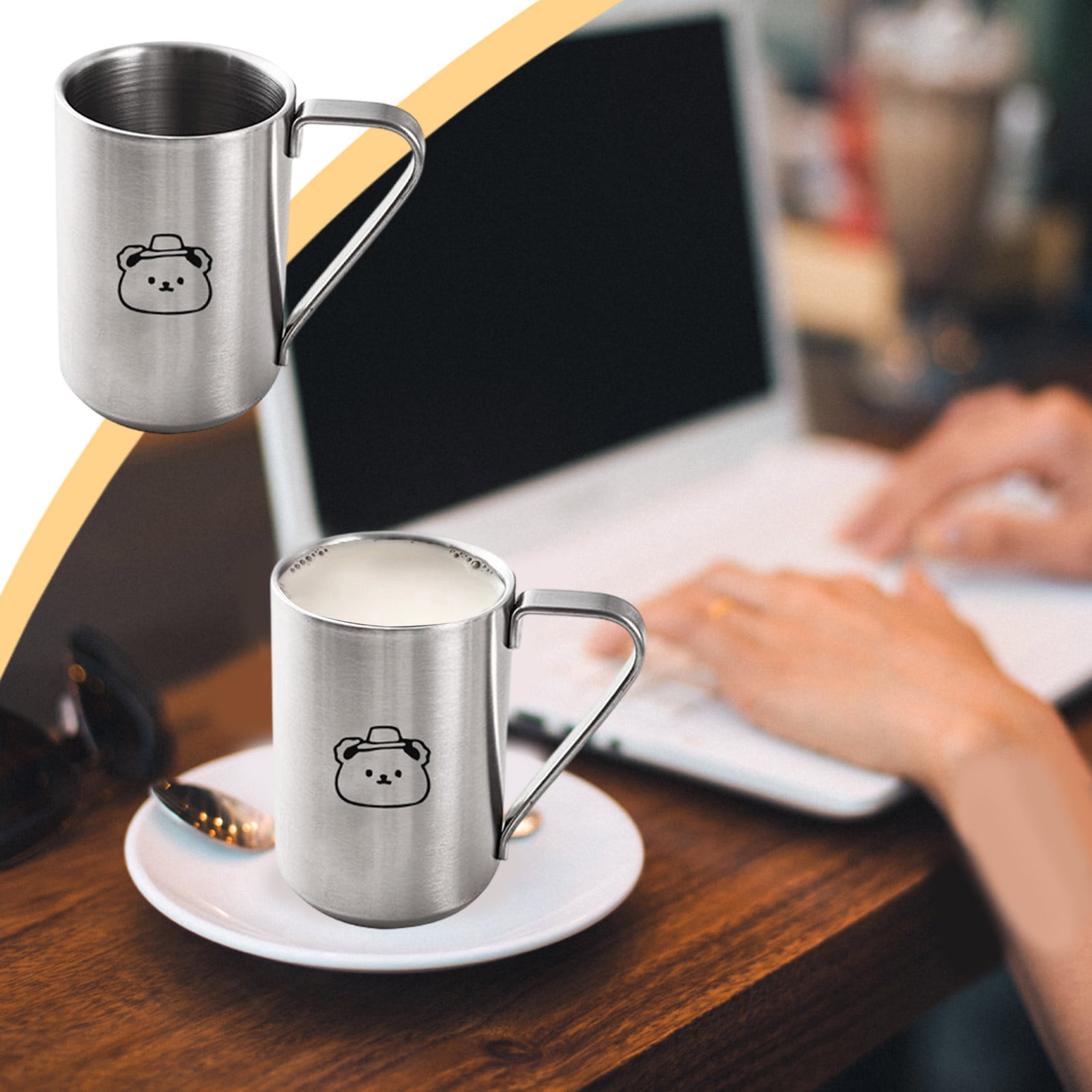 Coffee Mug Double Walled Stainless Steel 10.1oz/300 Ml Kids Mug Drop ...