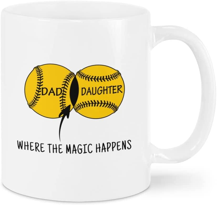 Coffee Mug For Softball Mom Dad From Daughter Son Dad With Daughter ...