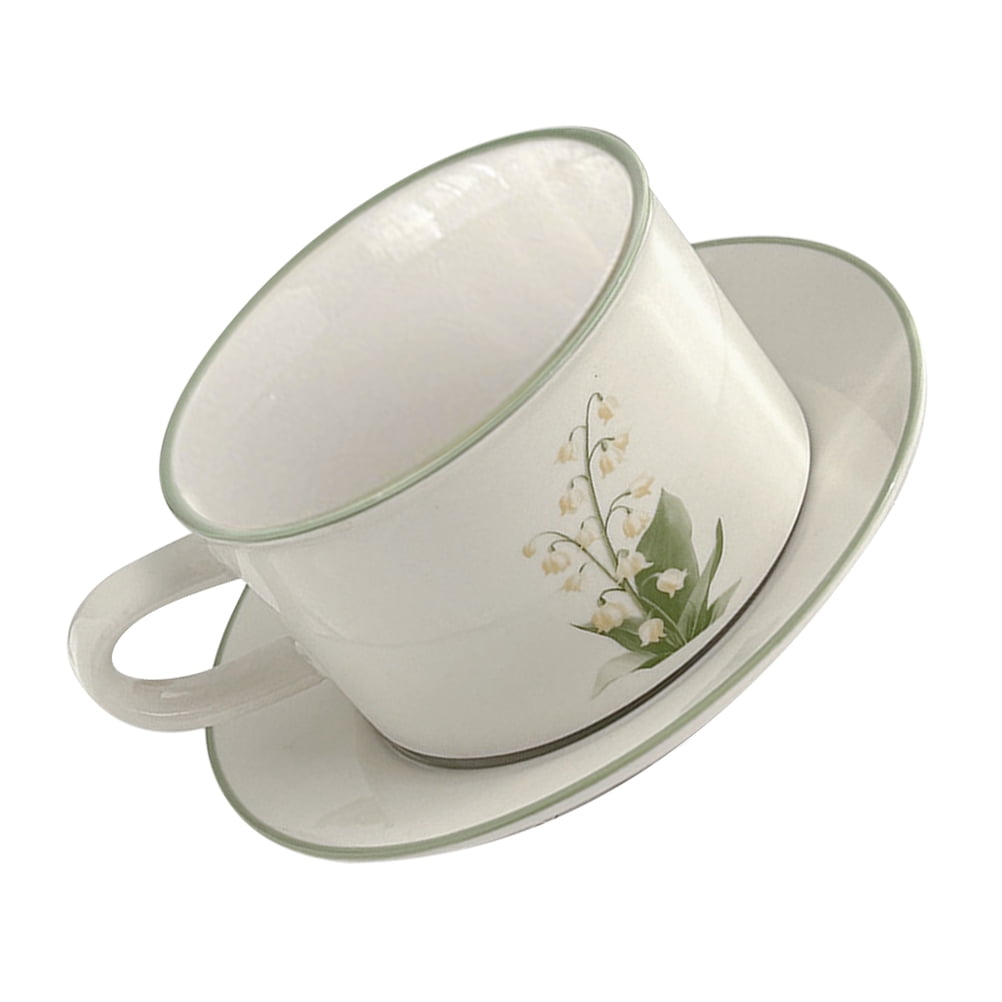 Coffee Mug Grip Milk Cup with Saucer Lily of The Valley Coffee Cup ...