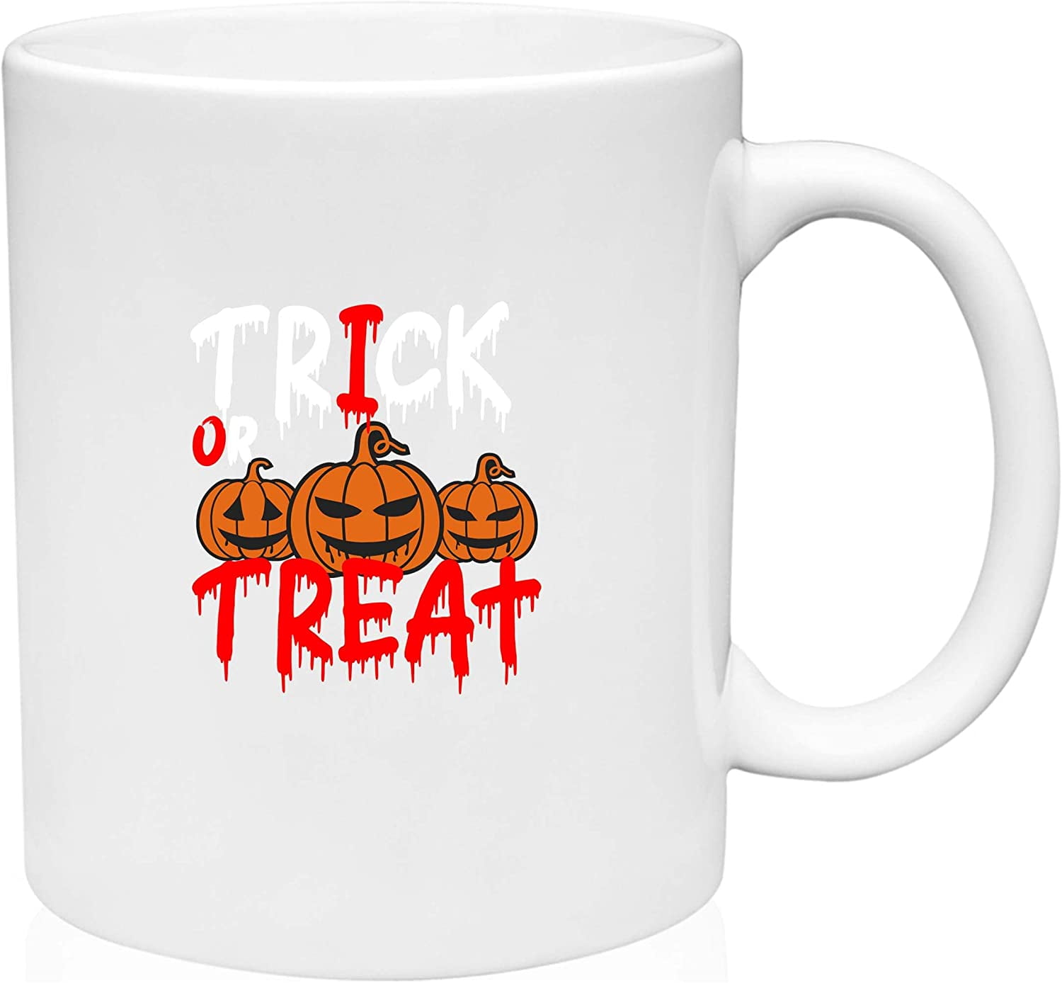 Coffee Mug Halloween Decorations Trick or treat I treat Halloween White ...