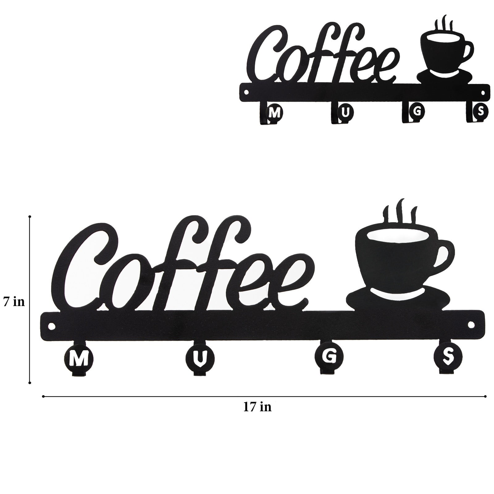 Coffee Mug Holder, Heavy Duty Wall Mounted Metal Cup Rack Hanger with 4 ...