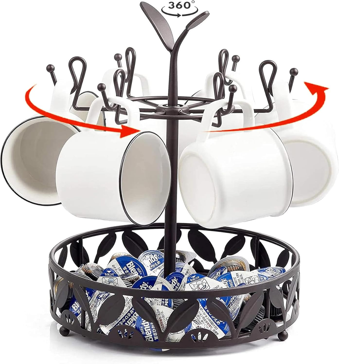 Coffee Mug Holder, Mug Tree Countertop, Rotatable Mug Holder Stand with ...