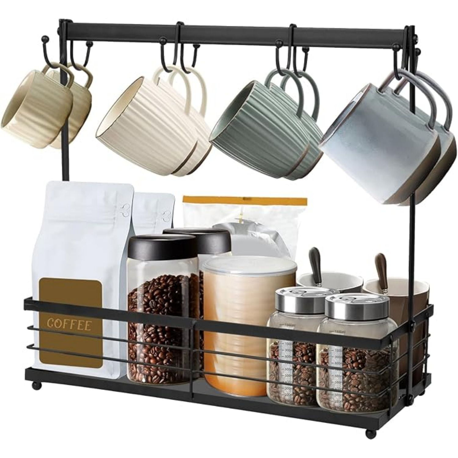 Coffee Mug Holder with Removable Hooks - Metal 8 Mugs Coffee Cup Holder ...