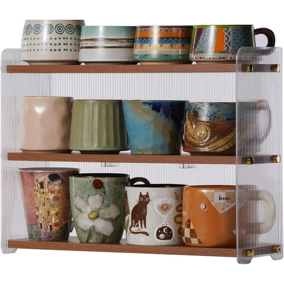 Coffee Mug Holder Wooden Cup Station Organizer 3-Tier Cup Holder for ...