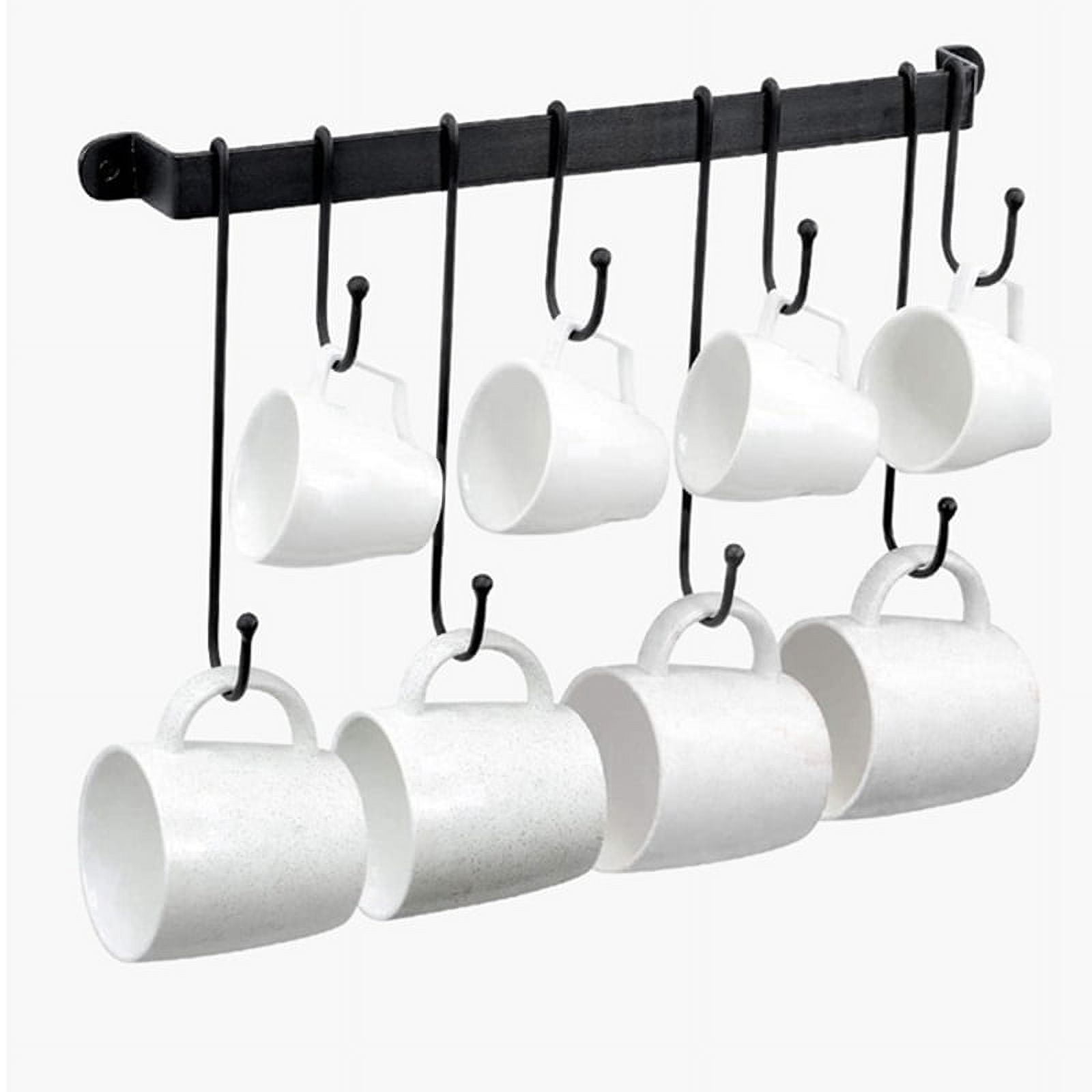 Coffee Mug Holder for Wall: 17-Inch Black Coffee Bar Cup Hanger Hooks ...