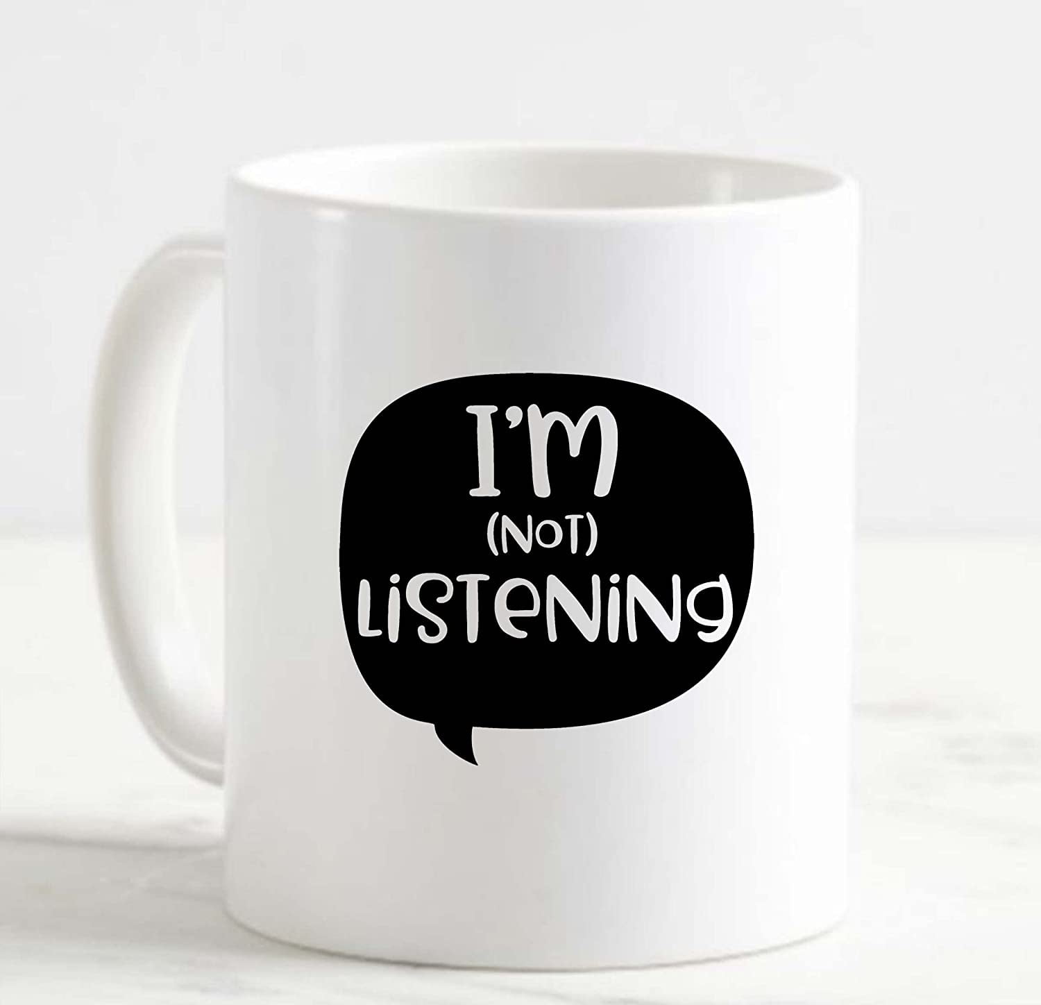 Coffee Mug Im (Not) Listening Funny Boring Dont Care Yawn White Cup ...