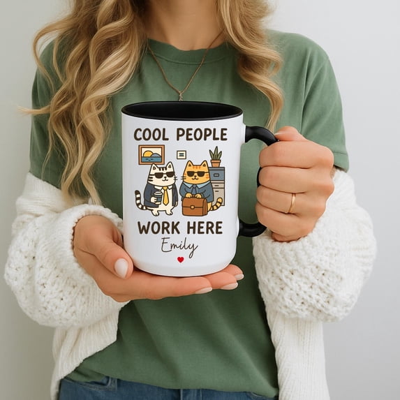 Coffee Mug, Personalized Cool People Work Here, Custom Name Mug, Funny ...