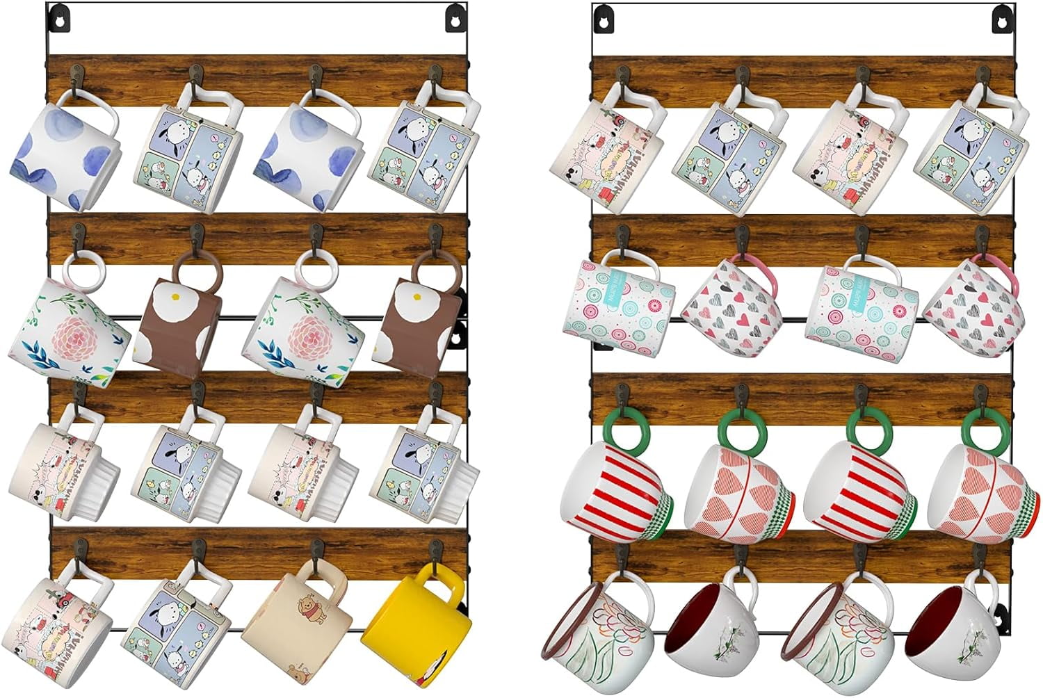 Coffee Mug Rack Shelf Storage - Coffee Cup Holder Wall Mount Up to Hold ...