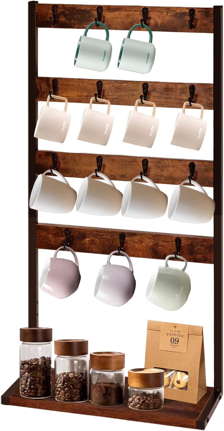 Coffee Mug Rack Wall Mounted,4 Tier Coffee Mug Display,Coffee Mug ...