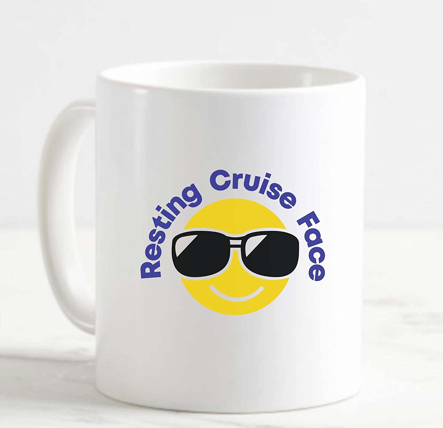 Coffee Mug Resting Cruise Face Smile W Sunglasses Funny Vacation Chill ...