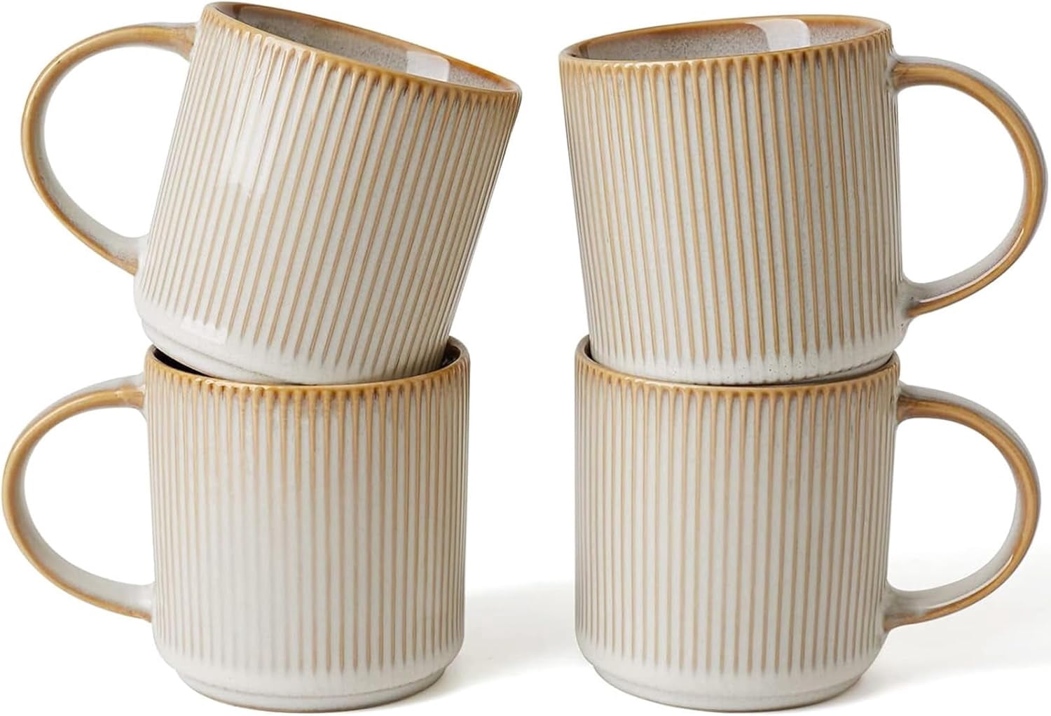 Coffee Mug Set for 4, Star 12 oz Catering Mugs Cup Set with Handle for ...