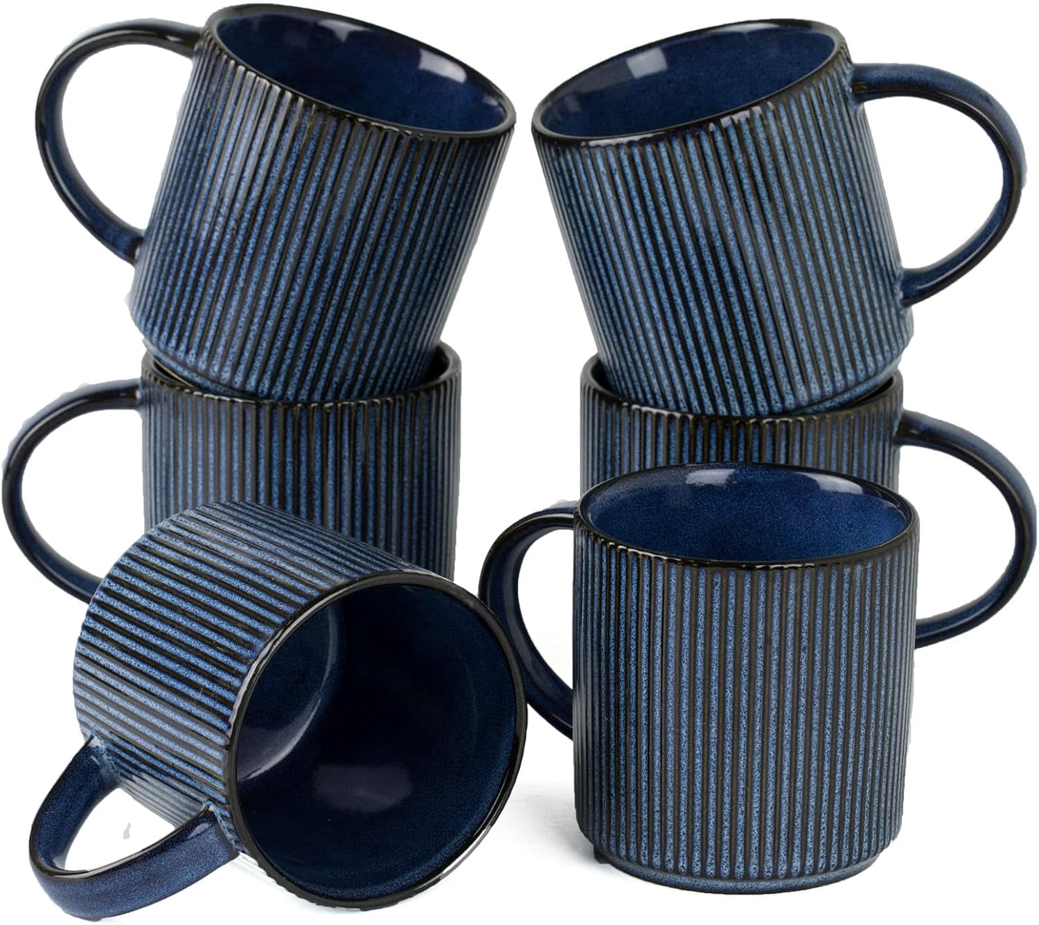 Coffee Mug Set for 6, Star 12 oz Catering Mugs Cup Set with Handle for ...