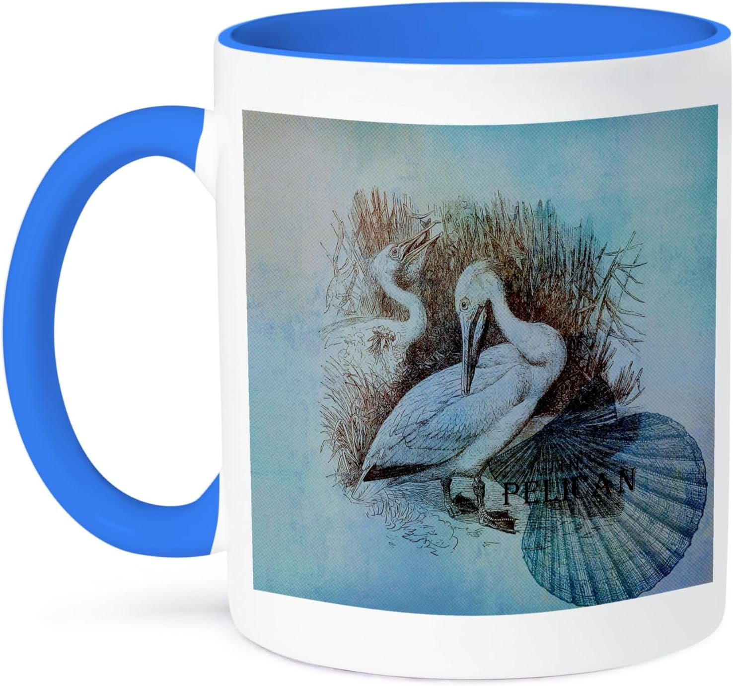 Coffee Mug, Size - 11oz - Aqua Pelican Beach Theme Art PS Beach - funny ...