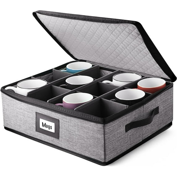 Coffee Mug Storage, Quilted and Stackable Coffee Cup Storage Organizer ...