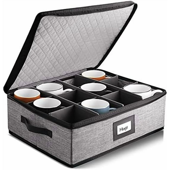 Coffee Mug Storage, Quilted and Stackable Coffee Cup Storage Organizer ...