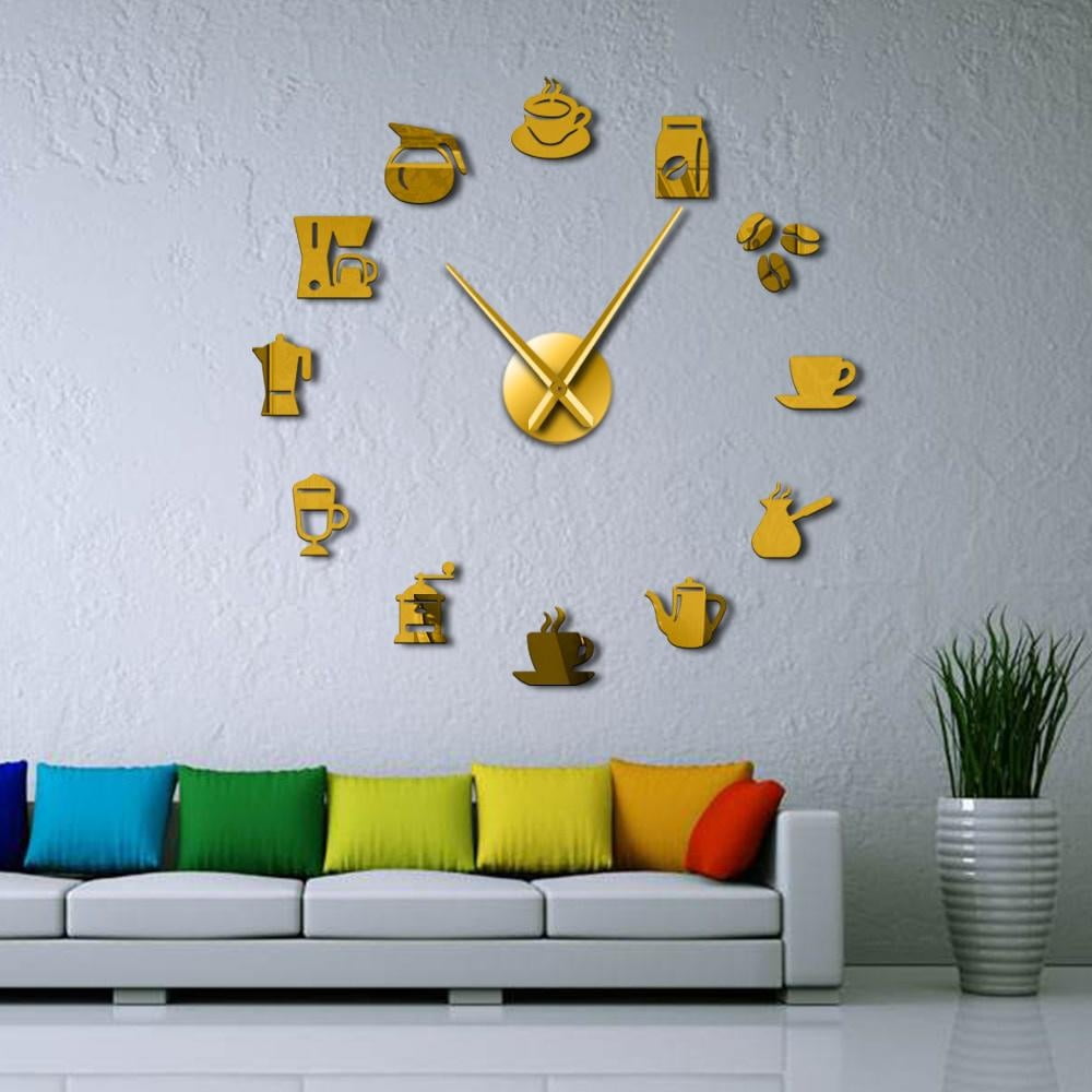 Coffee Mug Wall Art Coffee Shop DIY Giant Wall Clocks Cafe House DIY ...