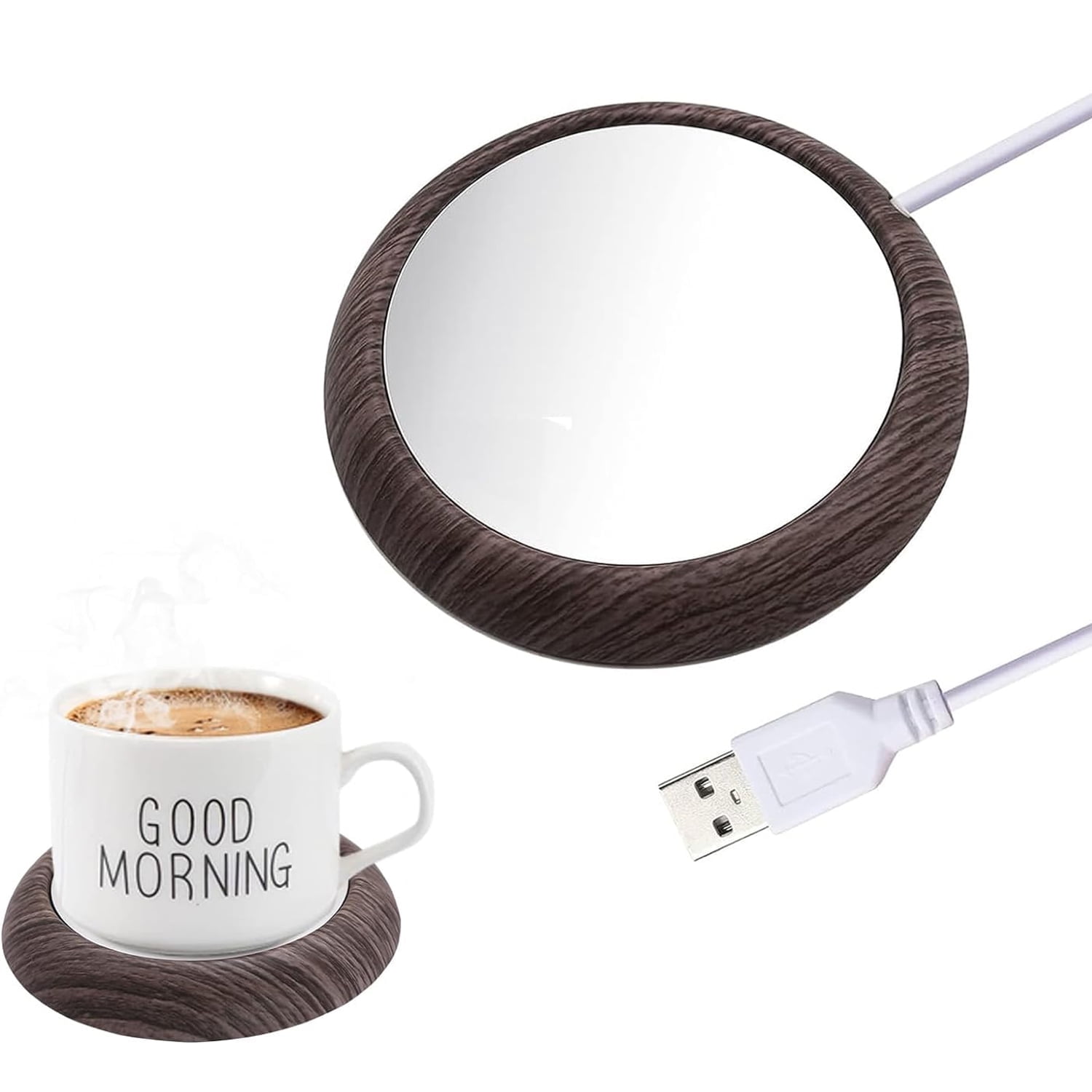 MQ USB Rechargeable Mug Warmer, Walnut Beverage Warmer, Keeps Drinks ...