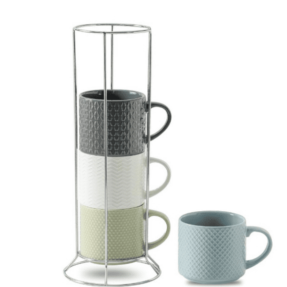 Stackable Coffee Mugs With Rack