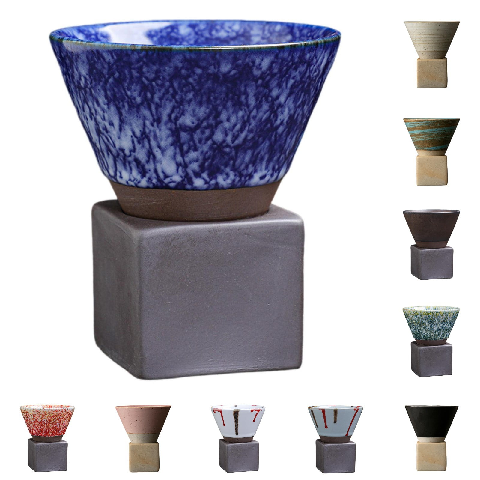 Coffee Mugs, Japanese Ceramic Tea Cups with Base, 5.5oz Funnel Milk Cup ...