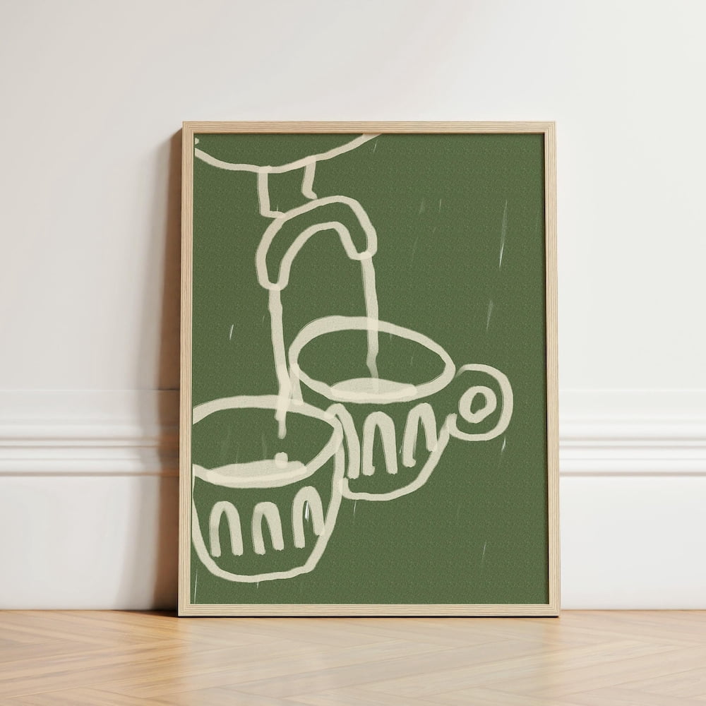 Coffee Mugs Print Coffee Poster Illustration Kitchen Wall Art Kitchen ...