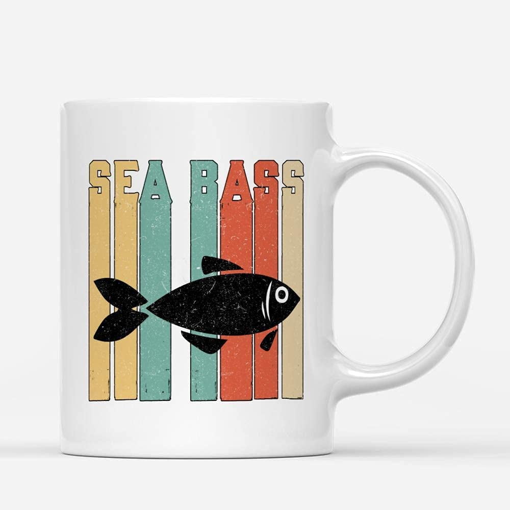 Coffee Mugs Sea Bass Fishing Retro Style Gifts for Fisherman or Fish ...