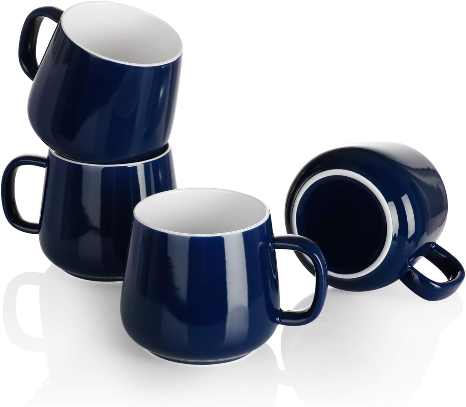 Coffee Mugs Set of 4-12oz Chip-Resistant Ceramic Cups with Ergonomic ...