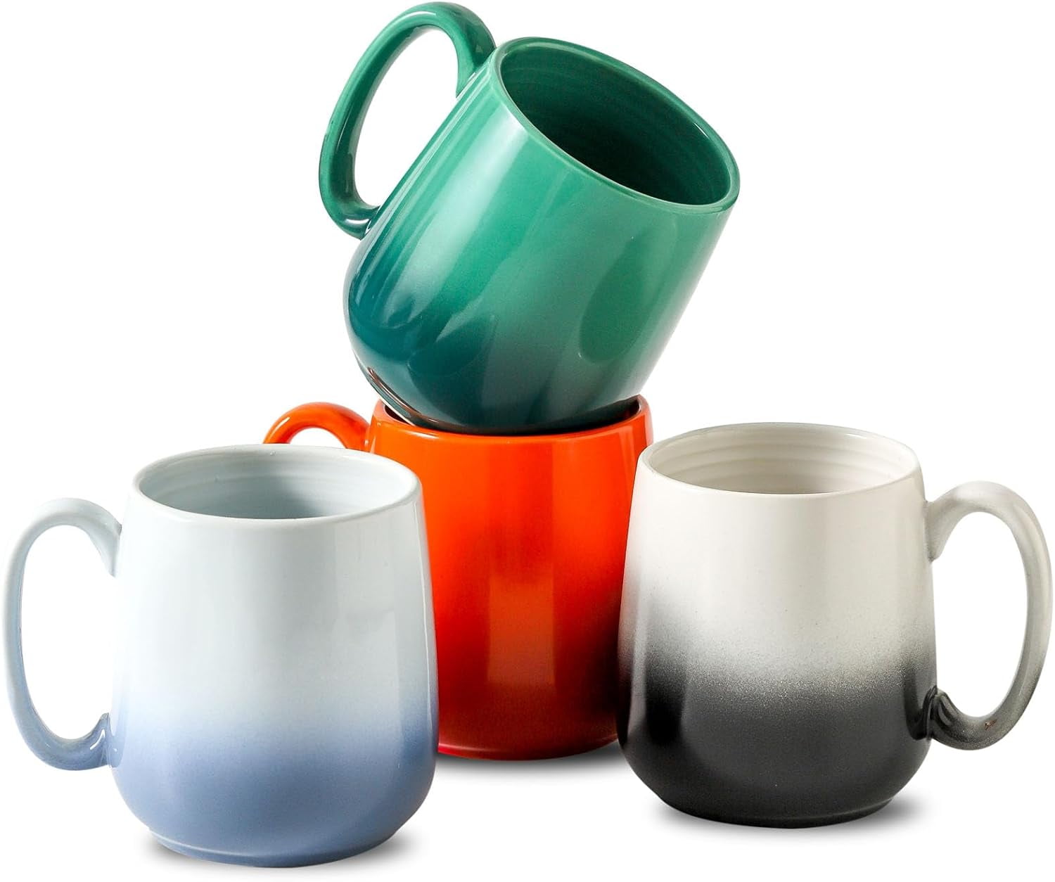 Coffee Mugs Set of 4, 15 OZ Ceramic Coffee Cups With Handle for Men and ...